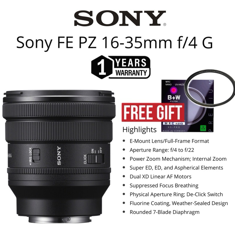 SONY FE PZ 16-35MM F/4 G LENS (1 YEARS WARRANTY) E-MOUNT LENS/FULL ...