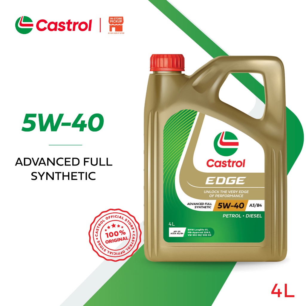 Castrol EDGE 5W-40 (4L) Minyak Enjin Sintetik Penuh API SP ACEA A3/B4 ...
