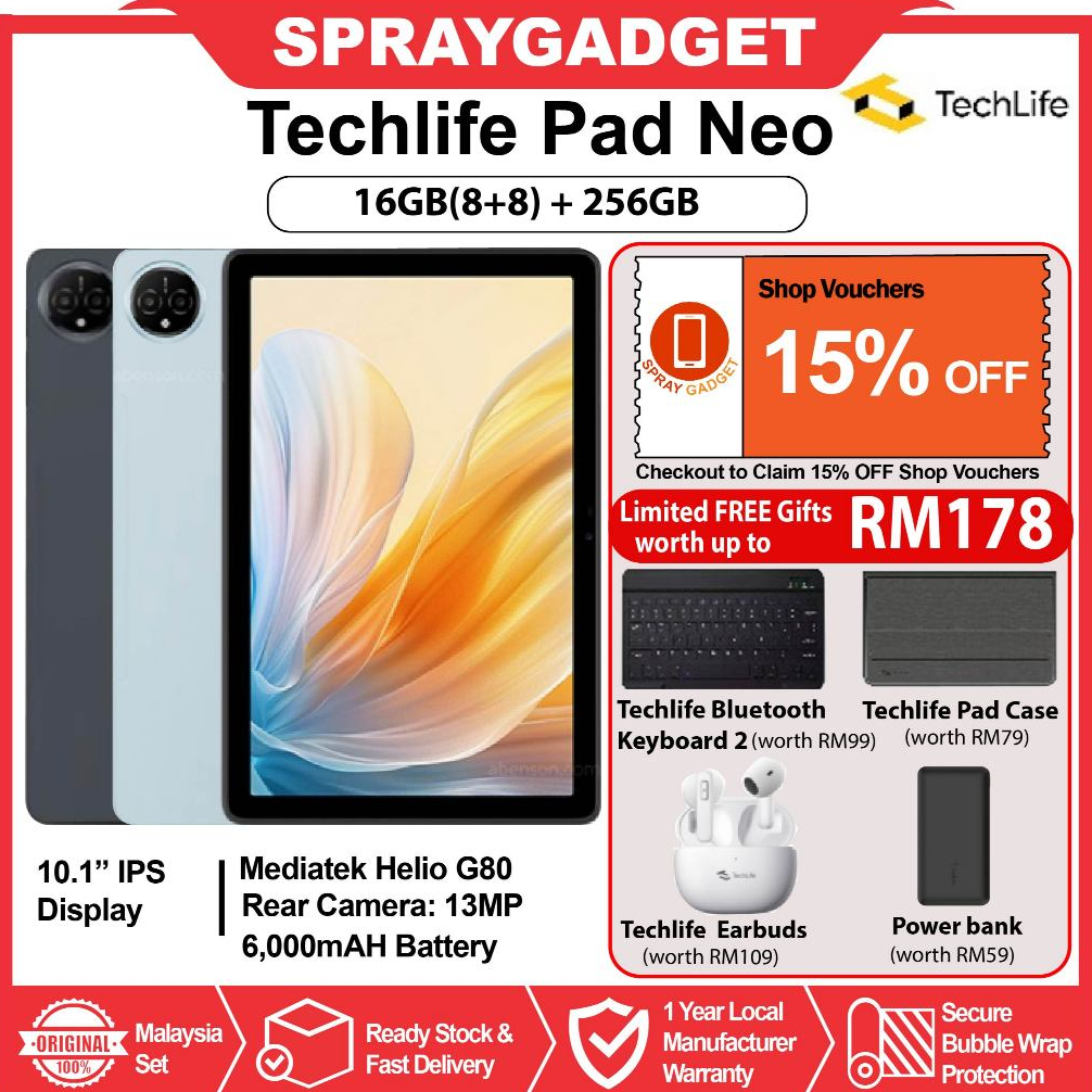 [NEW] Techlife Pad Neo LTE -16GB(8+8)RAM + 256GB ROM l 10.1" High ...