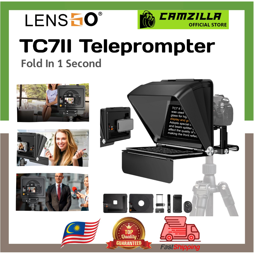LENSGO TC7II Teleprompter 7.9'' for iPhone Smartphone DSLR/SLR Cameras ...
