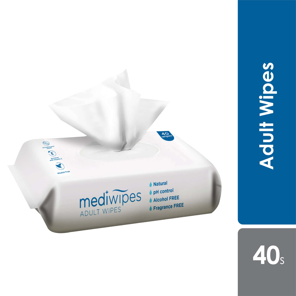 Mediwipes Adult Antibacterial Wet Wipes 40s – Gentle & Thick Body Wipe ...
