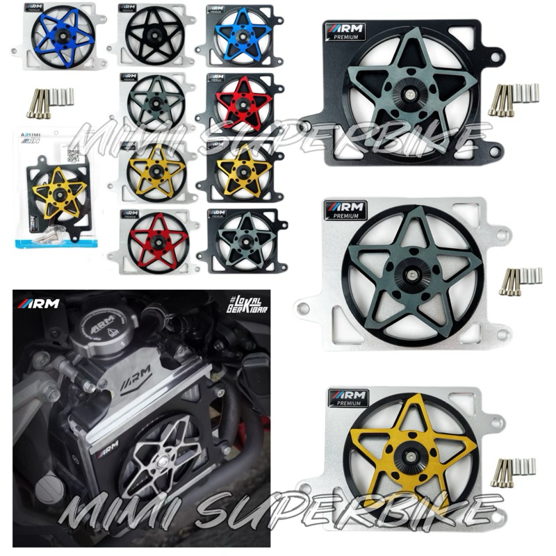 ORI ARUMI HONDA ADV150 VARIO125 VARIO150 PCX150 RADIATOR COVER & CAP ALLOY CNC STAR FAN KIPAS ...
