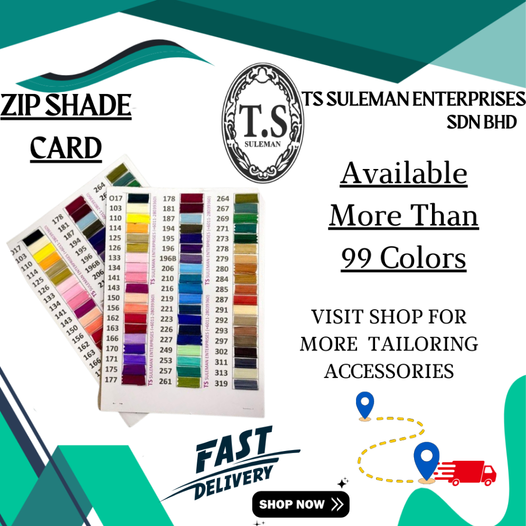 zip sorok color card / shade card TS BRAND ZIP INVISIBLE ZIP NYLON ZIP ...