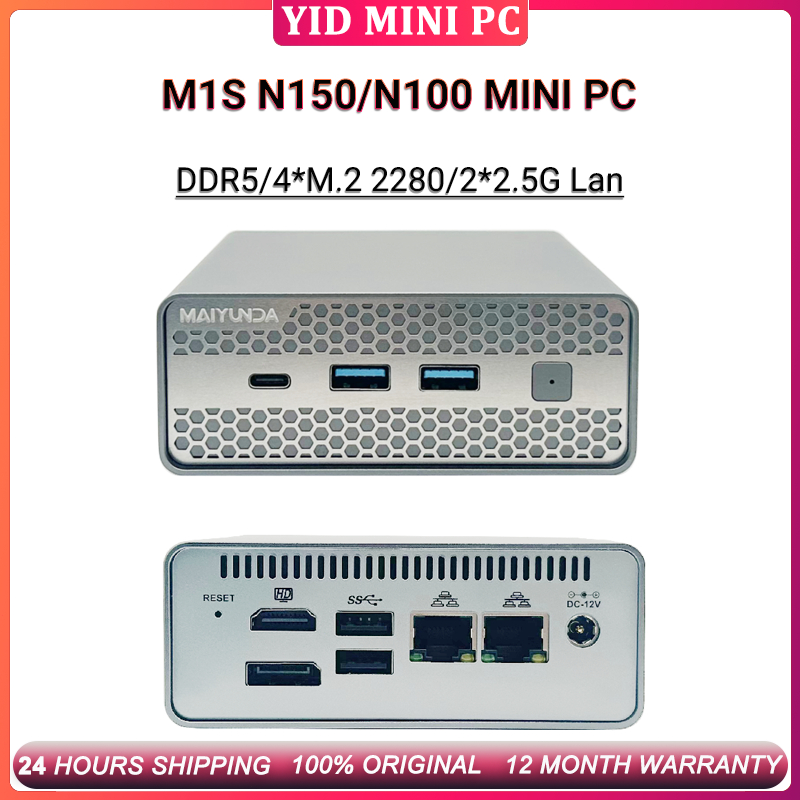 M1S MINI PC Intel N150/N100 DDR5 4800MHz 4*M.2 2280 Windows 11 Pro 2*2 ...