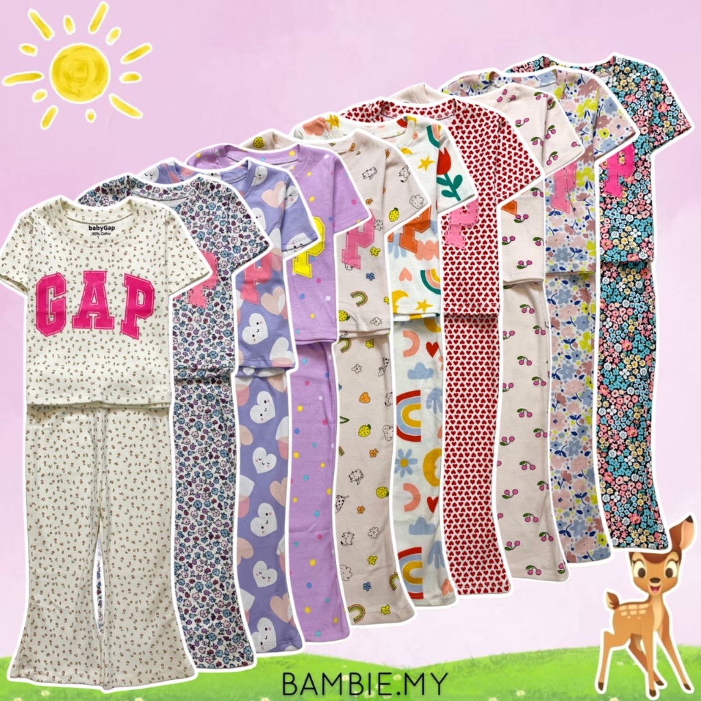 [12m-5y] BABY GAP KIDS CROP TOP & BOOT PANT FOR GIRLS (100% COTTON) | Shopee Malaysia