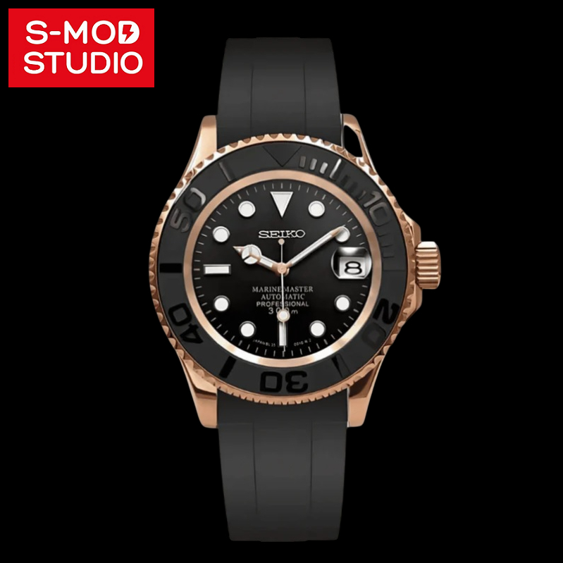 Seiko MOD Yacht Master Automatic 40mm NH35 Rose Gold Platinum Rhodium ...