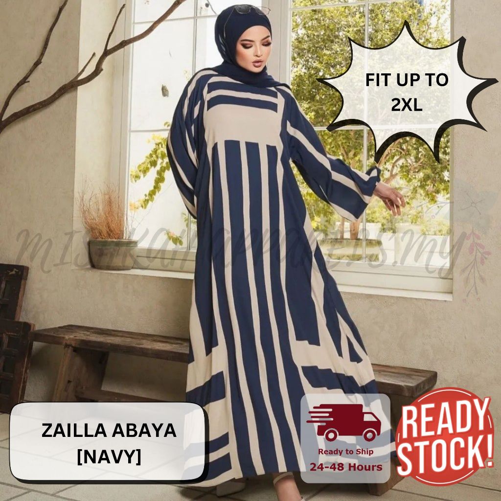 [Exclusive Collection] ★Mishkah Apparels★ ZAILLA NAVY Abaya - Silk Doff ...