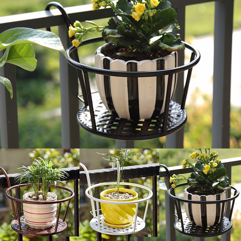 Outdoor Balcony Iron Flower Pot Rack Wall Mounted Plant Flower Pot Rack ...