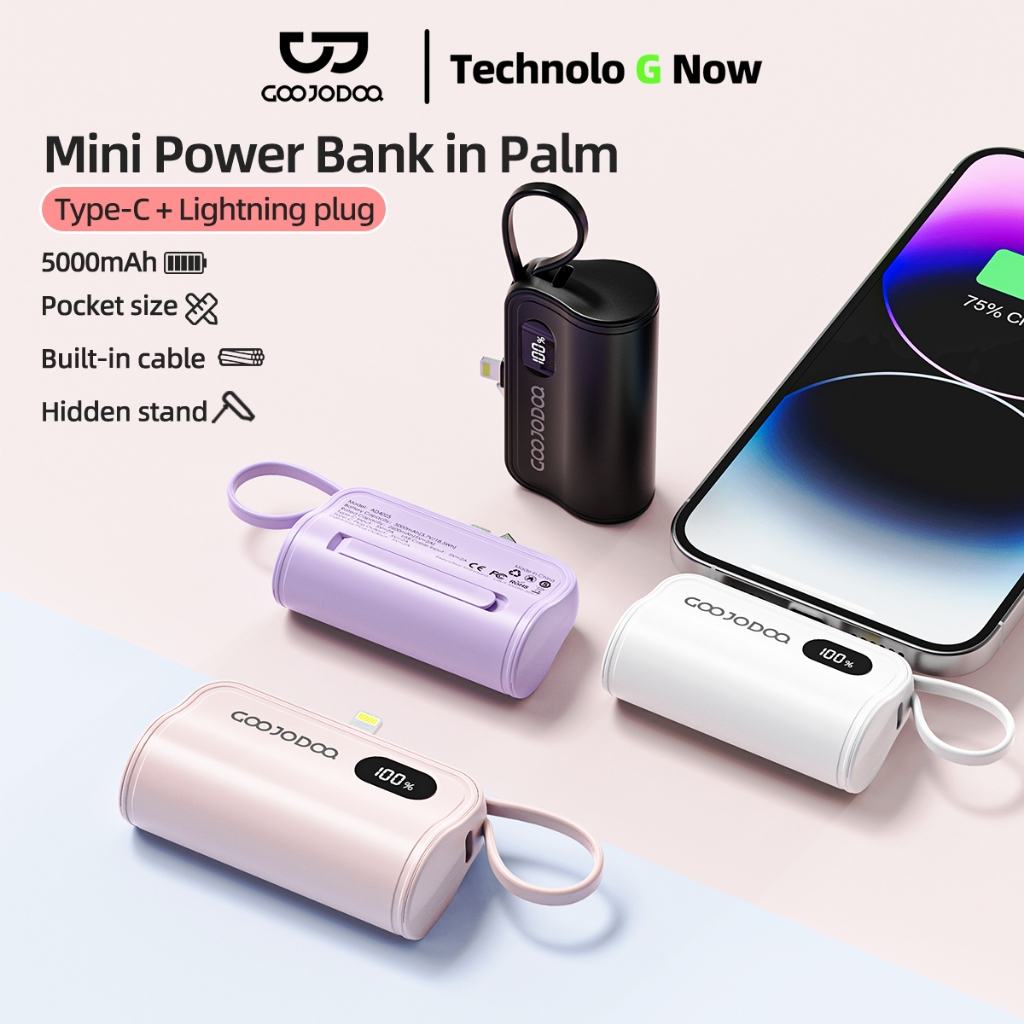 GOOJODOQ 2 Outputs Fast Charging Mini Power Bank (5000mAh) | Shopee ...