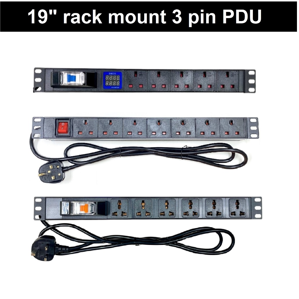 PDU Power Distribution Unit 19" Rack mount UK 3 pin Power Socket Extension | Shopee Malaysia