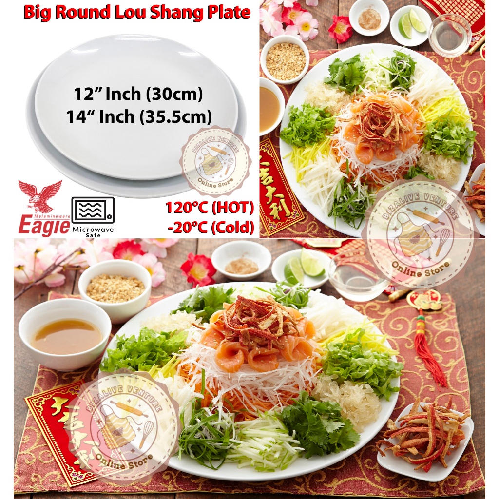 (12" & 14") Lou Sang Plate | Yee Sang Plate | Melamine Plate | White ...