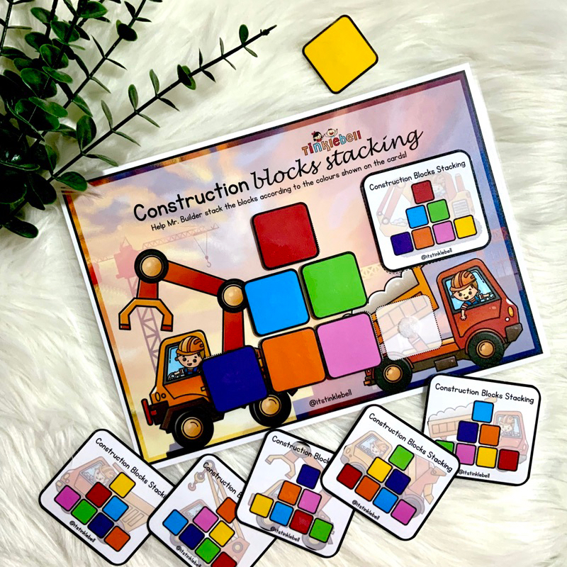 Construction Blocks Matching - A4 Velcro with cards | Shopee Malaysia