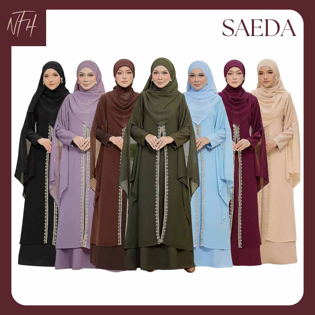 NFH Boutique - SAEDA Set Jubah Abaya Muslimah + Shawl material como ...