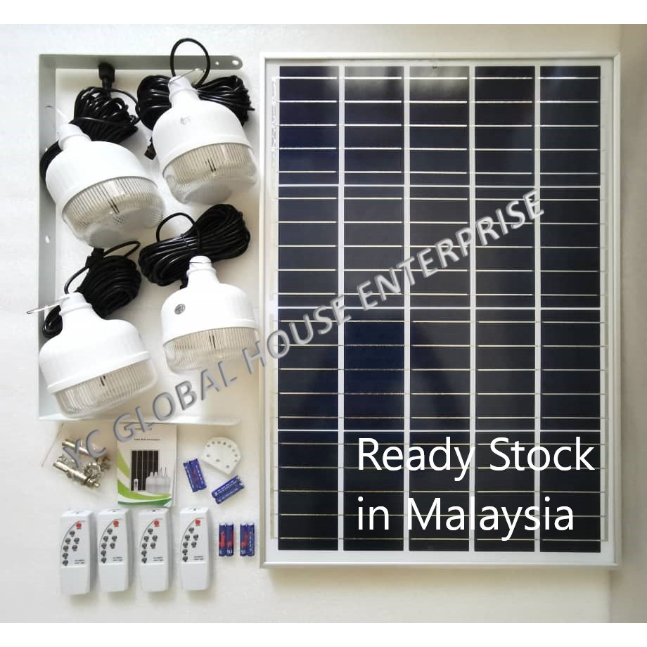 Solar Panel Light Bulb 50W One Panel to 1/2/3/4 bulbs (Ready Stock in ...