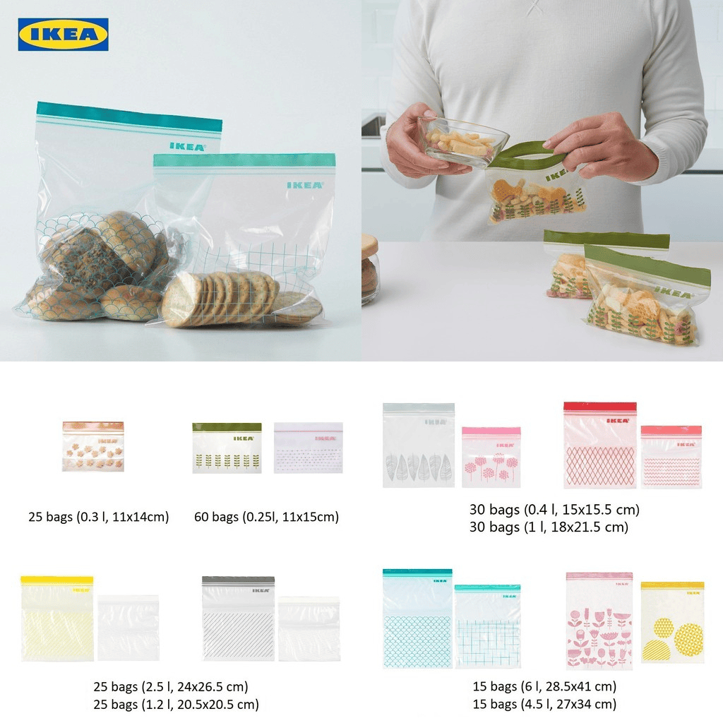 IKEA ISTAD Ziplock Resealable Storage Bag/Double Ziplock Plastic Beg ...
