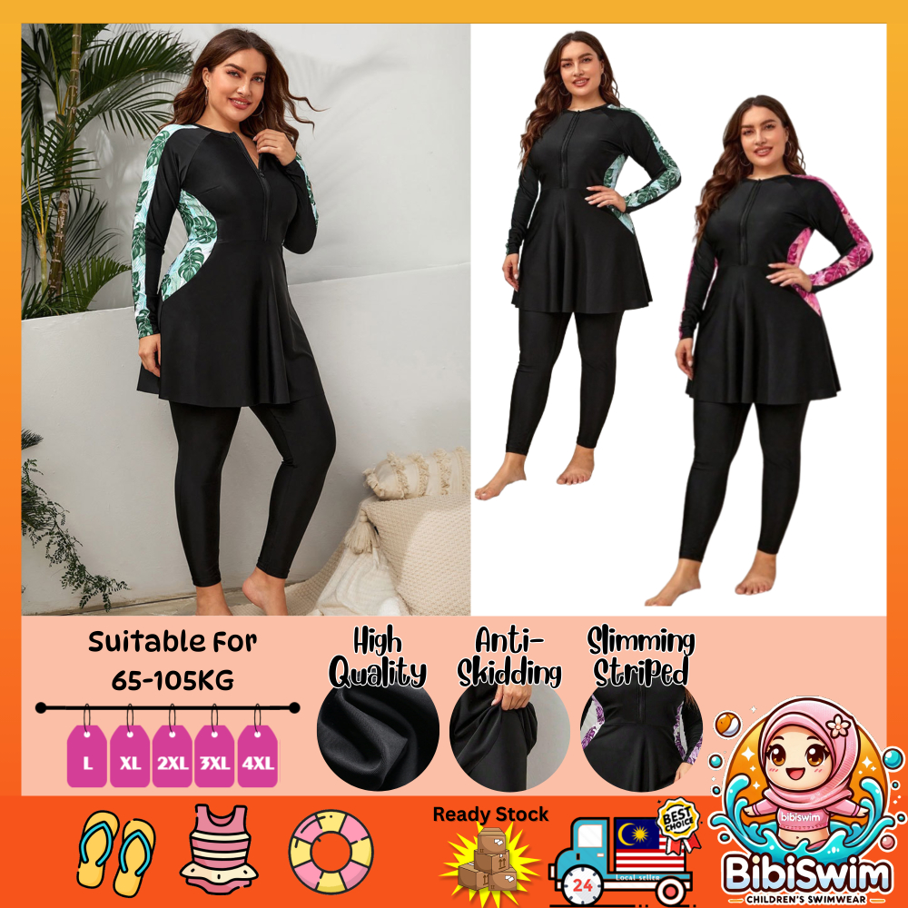 BIBISWIM Baju Renang Muslimah Swimming Suit for Women Plus Size ...