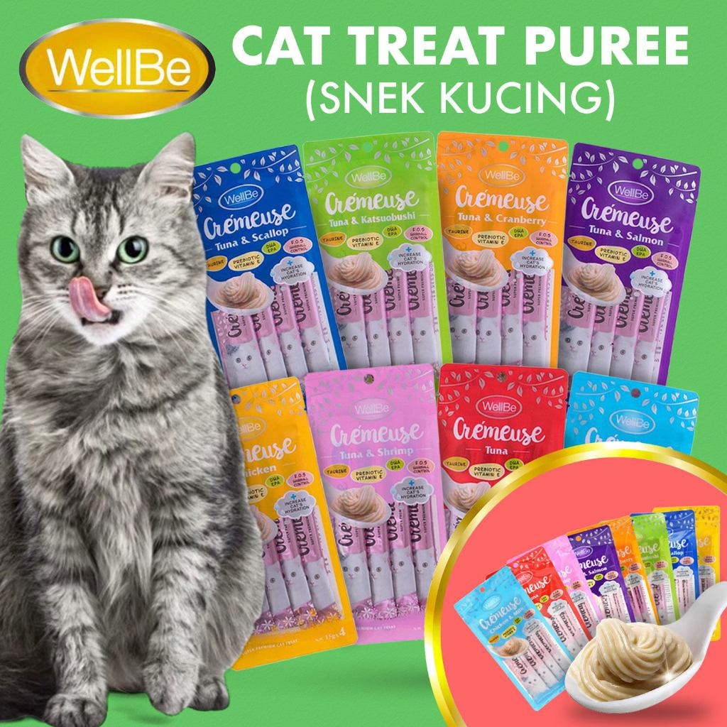 WellBe Cremeuse Cat Treats Creamy 8 Flavors Cat Stick (15g x 4's/pack ...