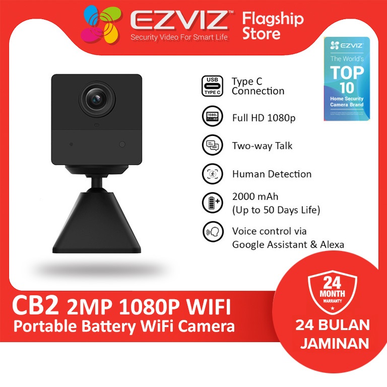 EZVIZ CB2 Mini Palm Sized Indoor Wire-Free Rechargeable Battery Wi-Fi ...