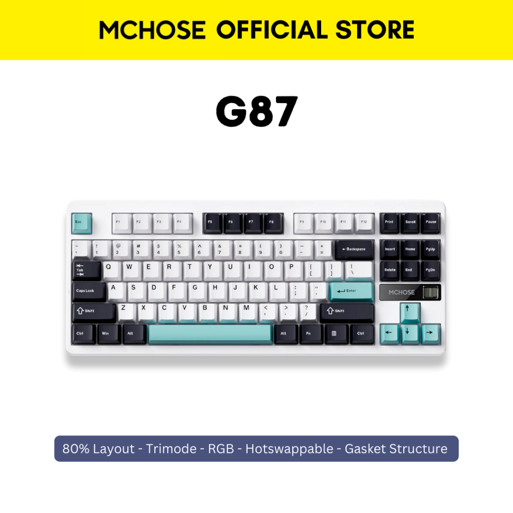 MCHOSE G87 Wireless Gasket Mount Mechanical Keyboard/3 Modes Connection/PBT Double Shot Keycaps ...