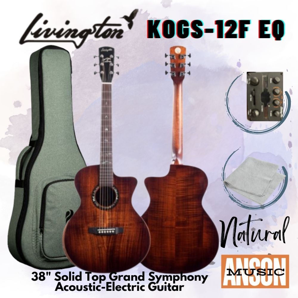 Livingston KOGS-12F EQ 38" Solid Top Grand Symphony Acoustic-Electric ...