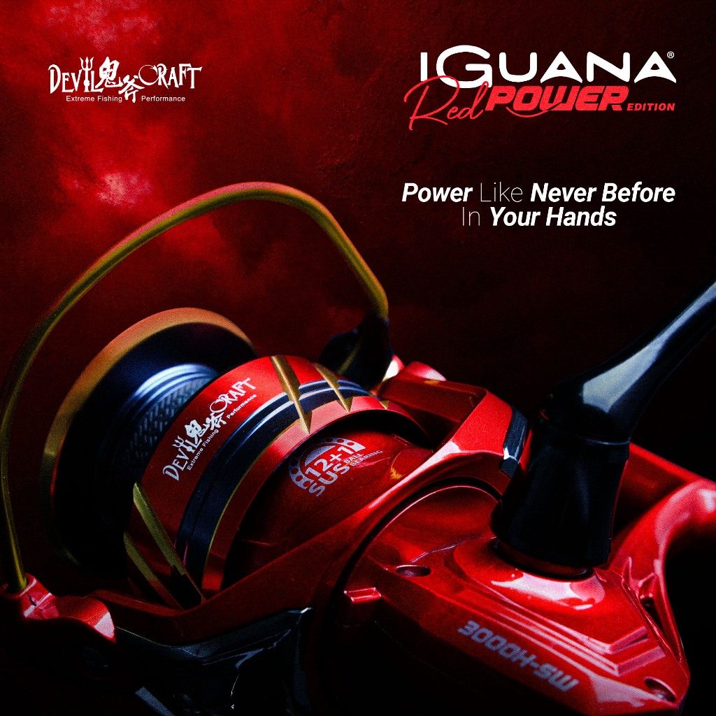 DEVIL CRAFT - IGUANA RED POWER SPINNING REEL-12+1SUSBB-5.2:1-6.2:1 ...
