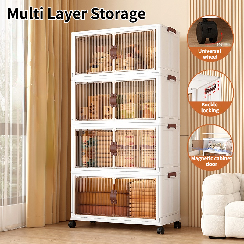 50/60/70CM Foldable Cabinet Storage Box Storage Stackable Clothes Kotak ...