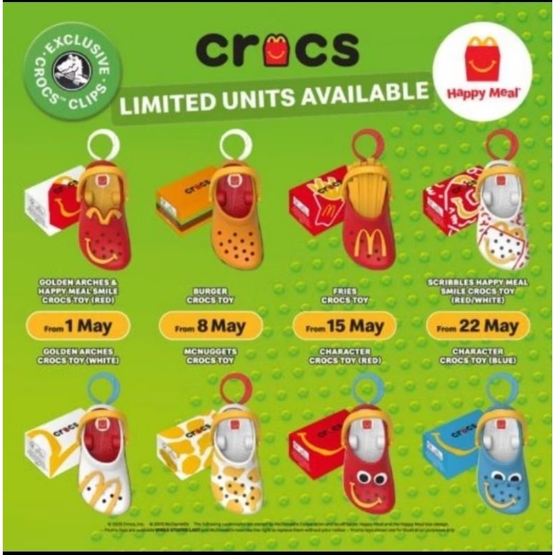 (READY STOCK) Mcd Mcdonalds Mcdonald's Mekdi Happy Meal Malaysia麦当劳洞洞鞋 Miniature Crocs Kasut ...