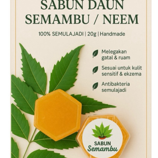 Sabun Daun Semambu | Neem Untuk Gatal, Ekzema & Ruam 20gram | Shopee ...