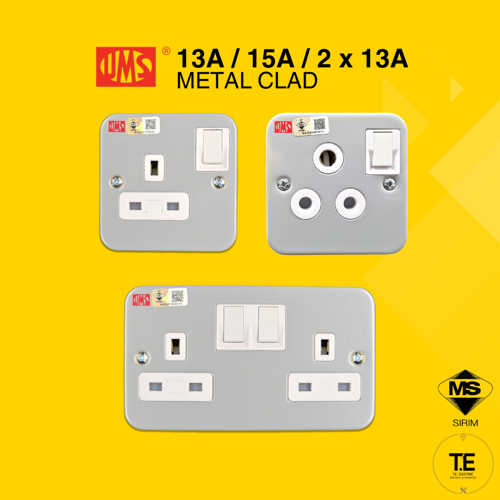 (SIRIM APPROVED) UMS 13A,15A, 2 X 13 A METAL CLAD SWITCH SOCKET OUTLET ...