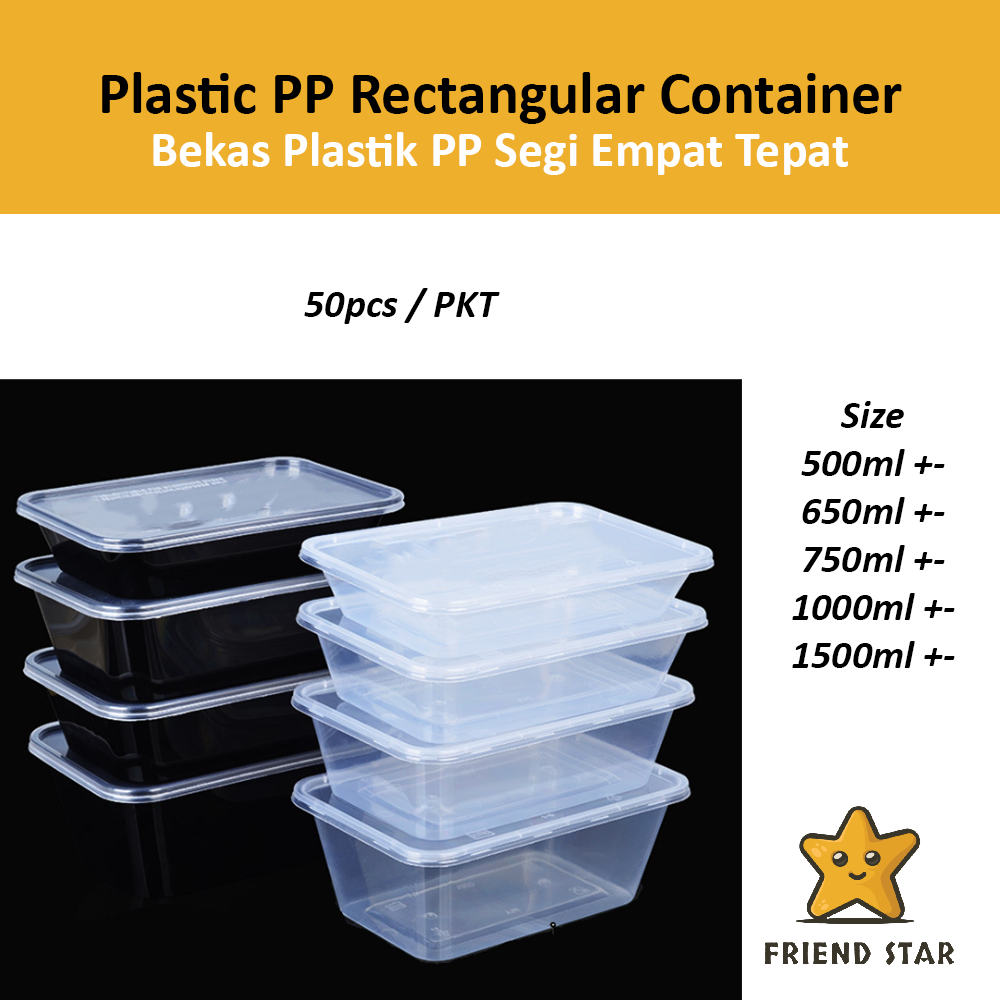 Bekas Makanan Plastik [50pcs] [Black/Transparent] PP Microwavable ...