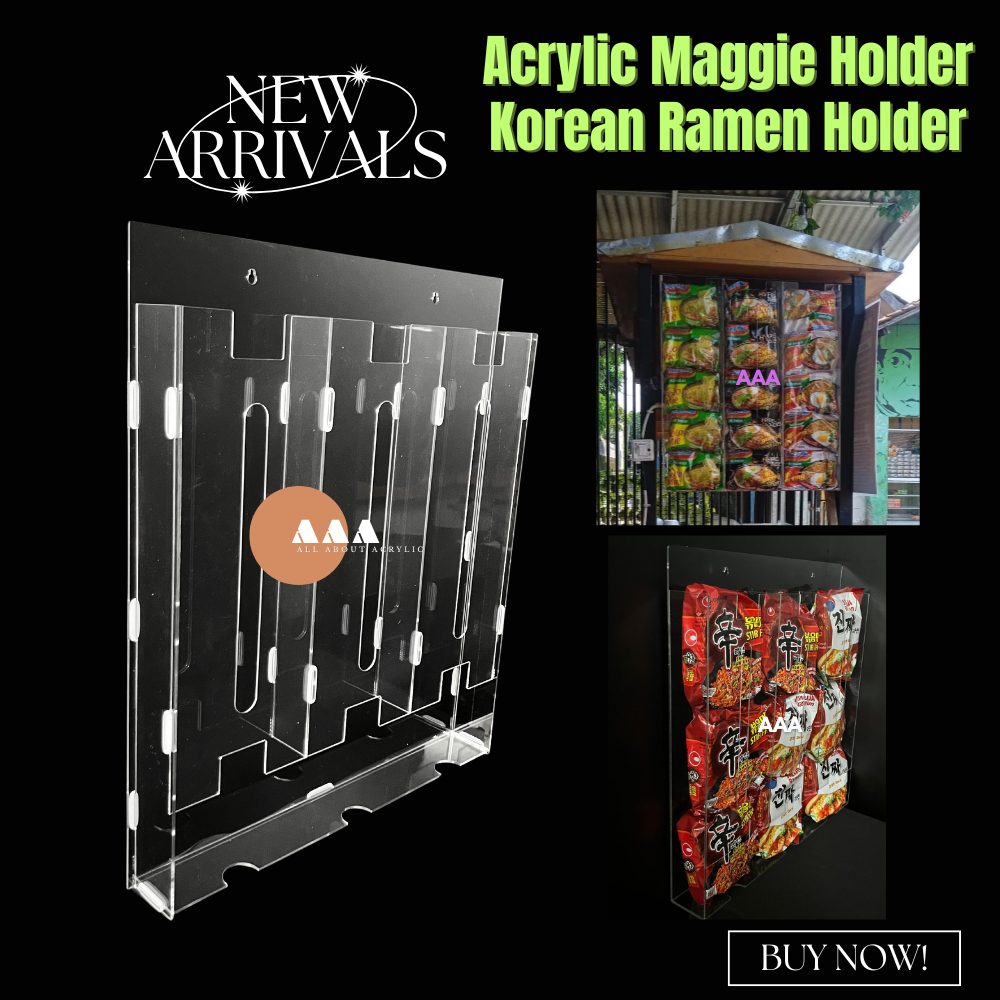 Acrylic Instant Noodle Rack Display (3 Wall Slots) Korean Ramen Holder ...