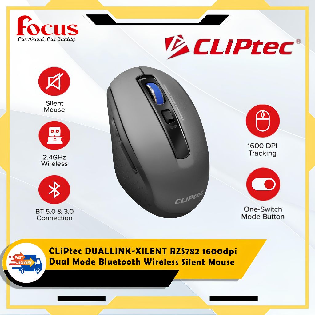 CLiPtec DUALLINK-XILENT RZS782 1600dpi Dual Mode Bluetooth Wireless ...