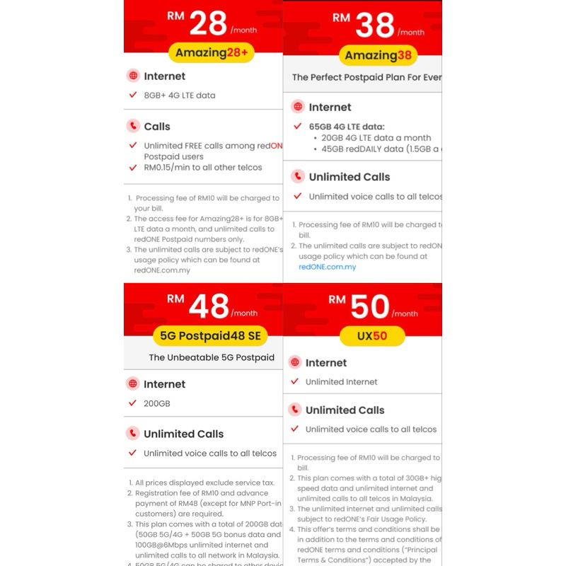 redONE POSTPAID PLAN 5G (2025) | Shopee Malaysia