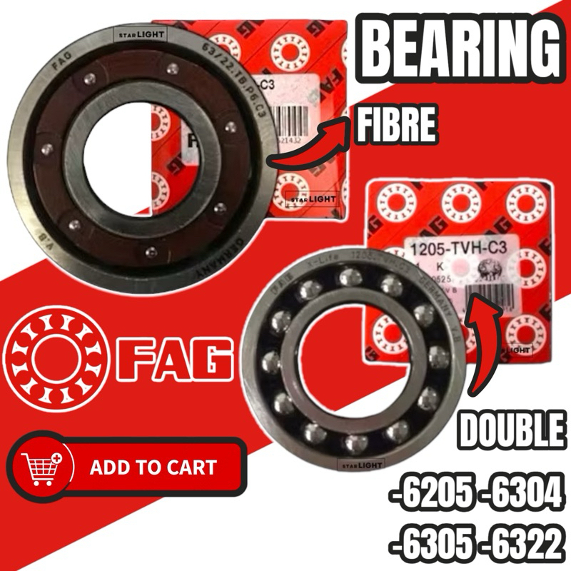 (MADE IN GERMANY) FAG FIBER BEARING 6304 6305 6322 BEARING RACING TB P6 ...