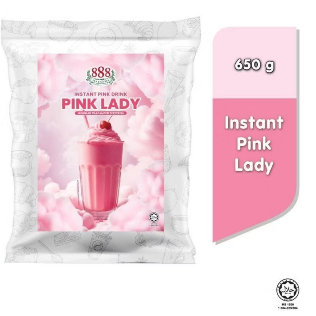 (Ready Stock)888 Instant Pink Lady Drink Milk Tea Strawberry Drink(650g ...