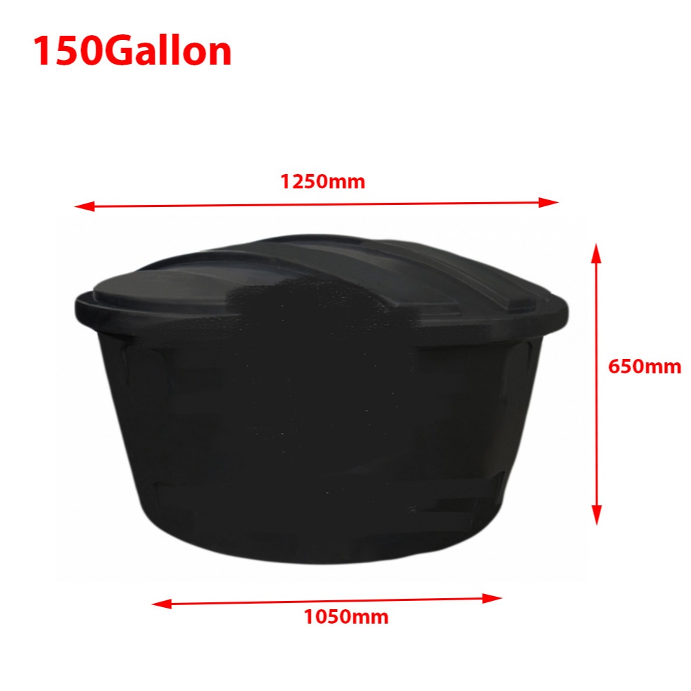 150 Gallon MF Round Water Tank C/W Cover HDPE water tank Poly tank ...