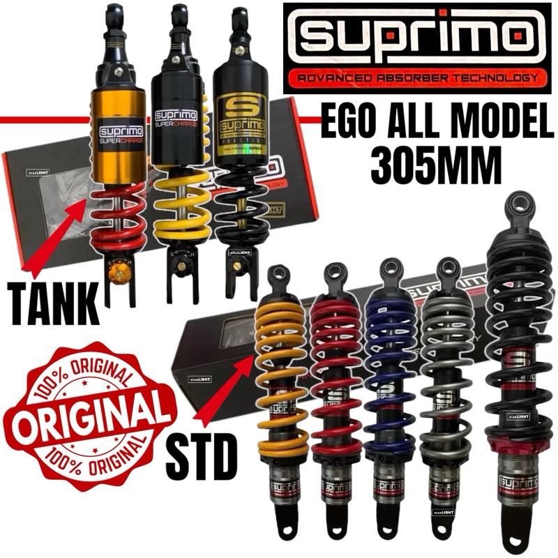 SUPRIMO TANK ABSORBER ADJUSTABLE 305MM YAMAHA SCOOTER ABSORBER SOLARIZ ...