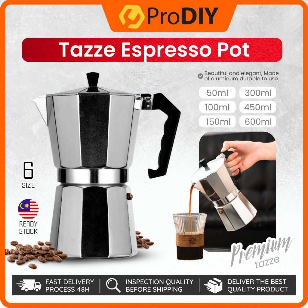 TAZZE COFFEE POT 50 - 600ML Premium Moka Pot Espresso Coffee Maker ...