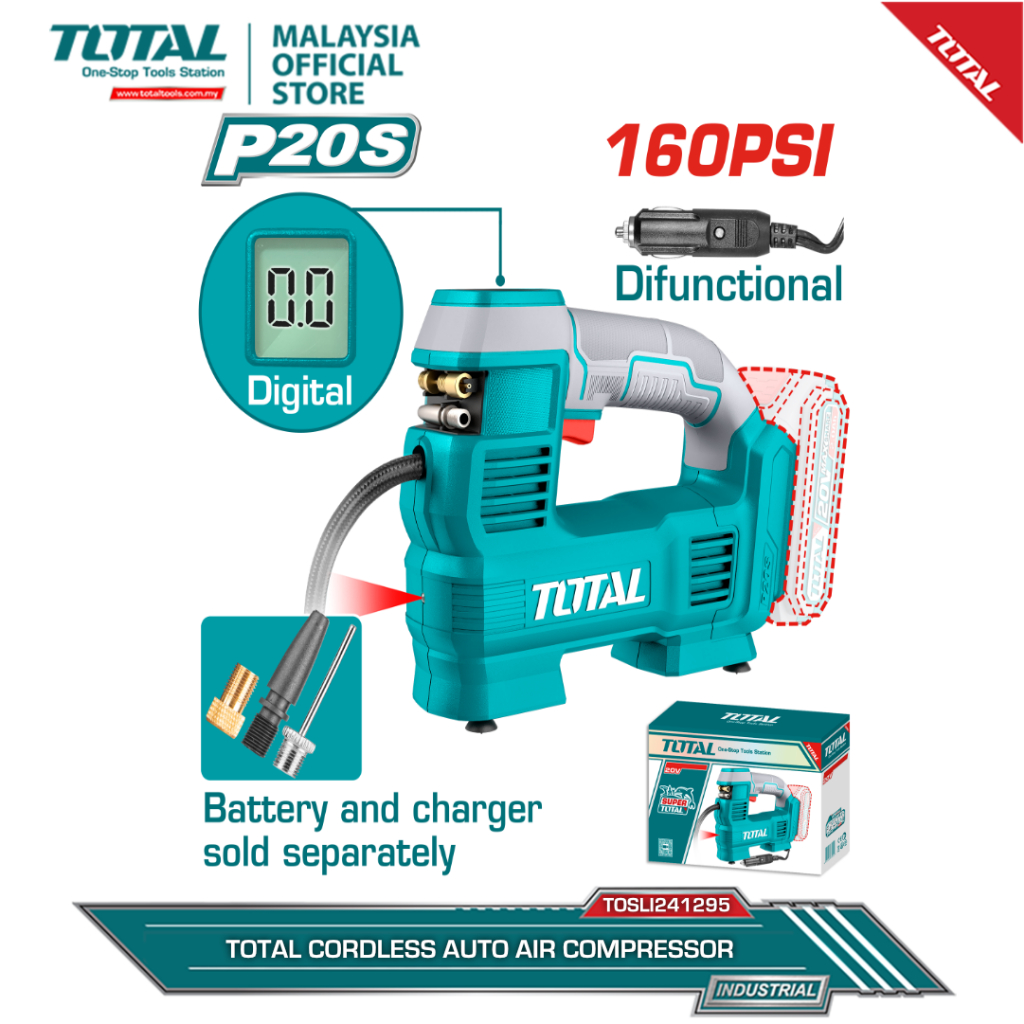 TOTAL Auto Air Compressor 160PSI/11BAR TACLI2012 | Shopee Malaysia