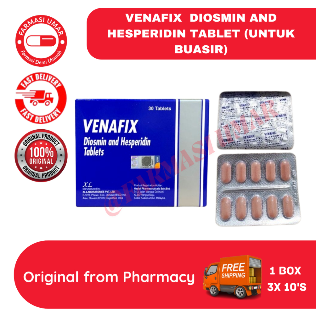 UBAT BUASIR VENAFIX (Diosmin Hesperidin) 1 box 3x10's (hilangkan sakit ...
