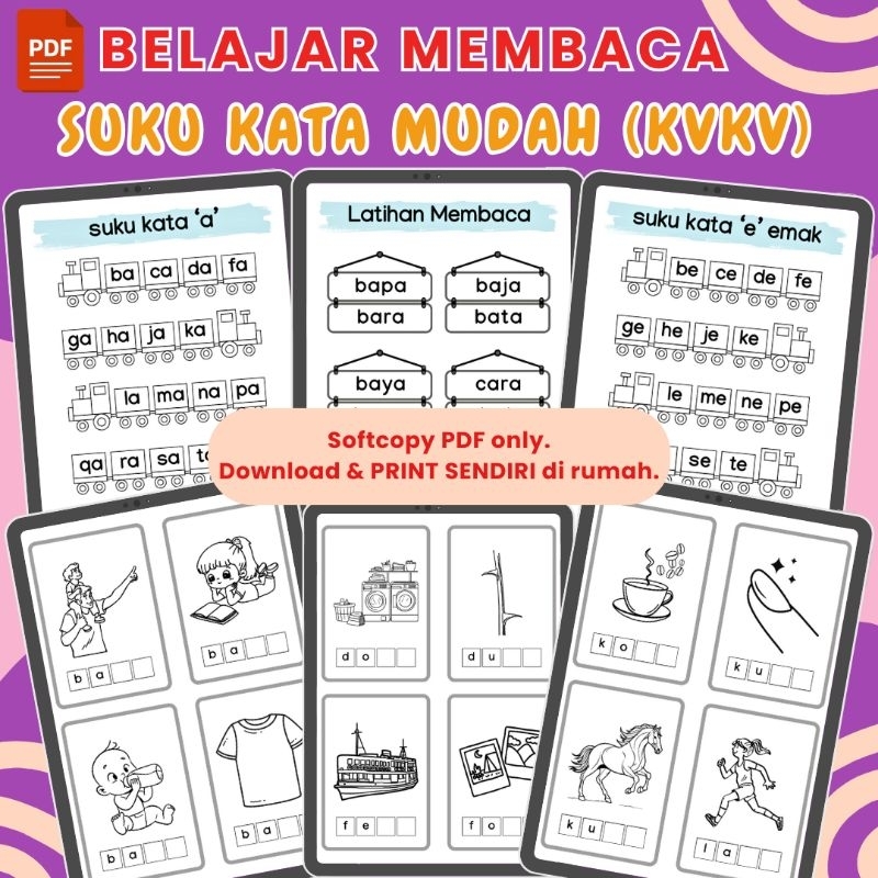 [PDF] BELAJAR MEMBACA - SUKU KATA MUDAH (kvkv) - Children Book Kids Learning Preschool ...