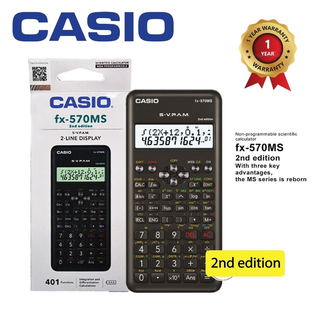 New Casio Scientific Calculator FX-570MS 2nd Edition Scientific ...