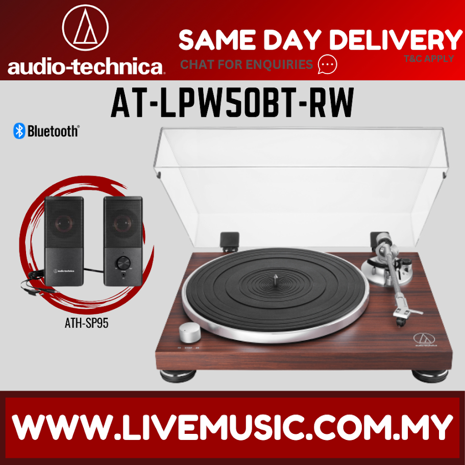 Audio-Technica AT-LPW50BT-RW BT® Manual Belt-Drive Turntable w/ATH-SP95 ...