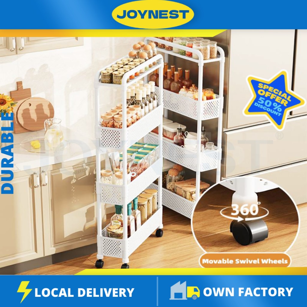 JOYNEST 2/3/4 Tier Gap Stroage Rack Movable With Wheels Trolley Rak ...