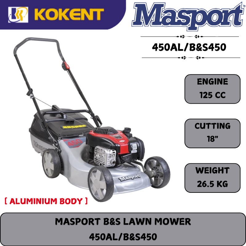 MASPORT B&S PETROL LAWN MOWER C/W B&S ENGINE 450E SERIES 125CC 450AL/B ...
