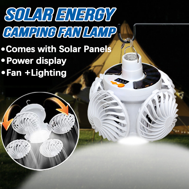 Solar Fan Lamp Portable Folding Fan USB Charging Multifunctional Four ...