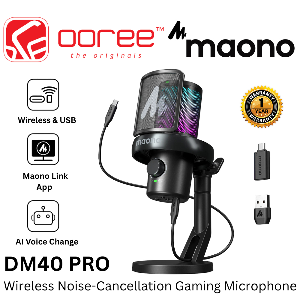 MAONO DM40 PRO WIRELESS GAMING MICROPHONE NOISE-CANCELLATION USB MIC WITH SOFTWARE, AI CHANGE ...
