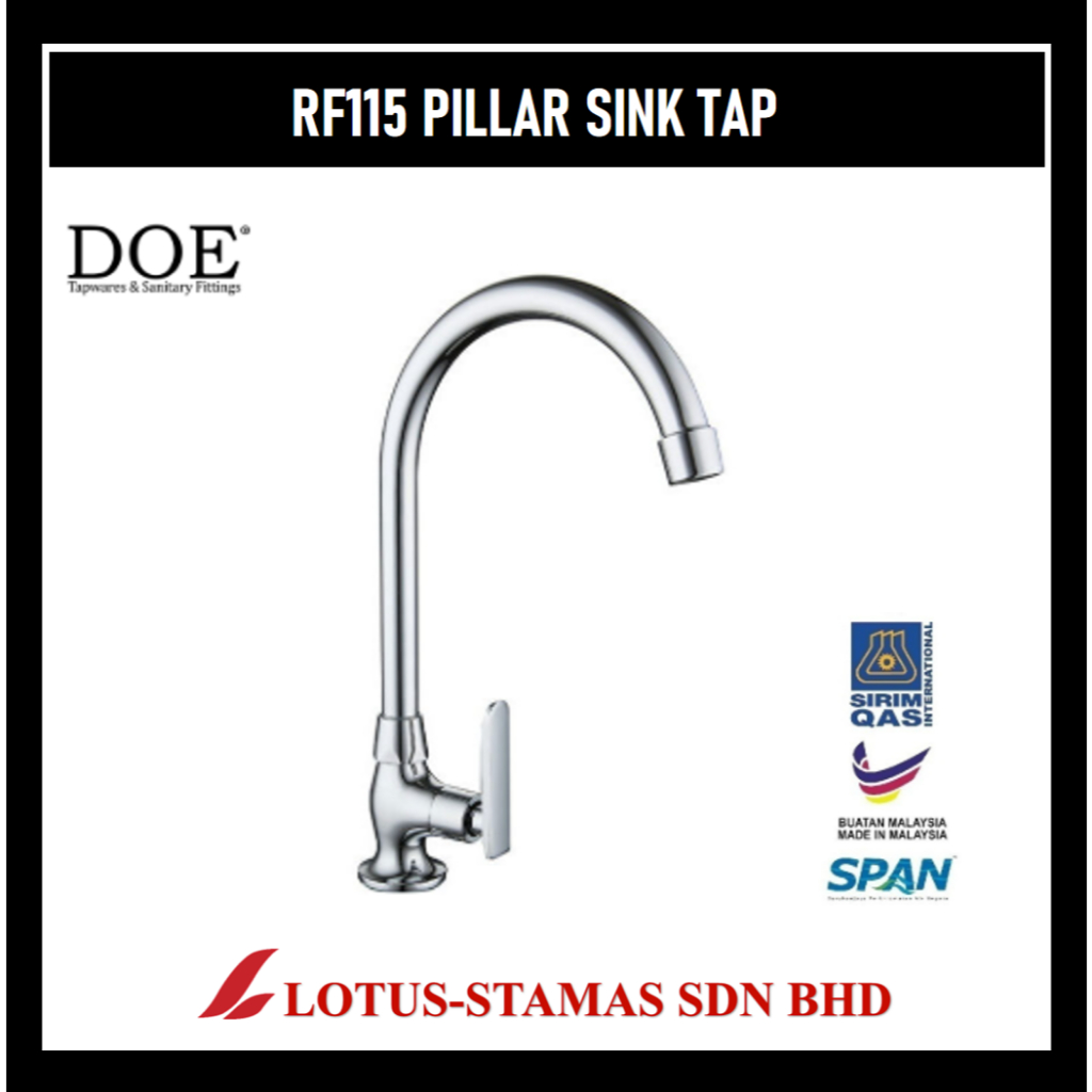 DOE RF115 Pillar Kitchen Sink Tap / Pili Air Sinki Dapur - Solid Brass ...