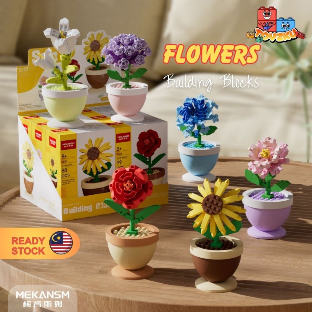 Mekansm Mini Flower Building Blocks Sunflower Bricks Plant Rose Gift ...