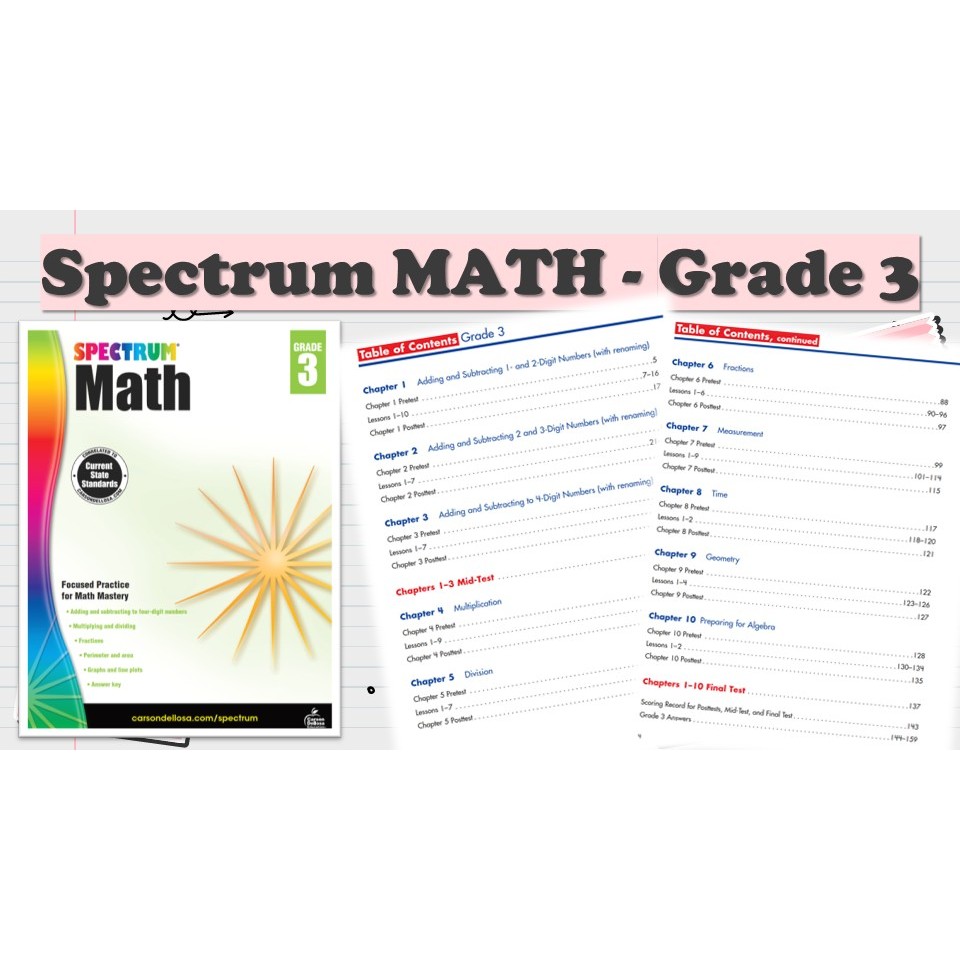 [PRE568] 164 pages SPECTRUM Math Grade 3 Worksheet PDF version 电子书 ...